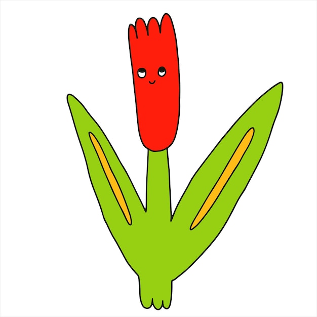Quirky Cartoon Character: Red Creature Sprouting from Green Hands ...