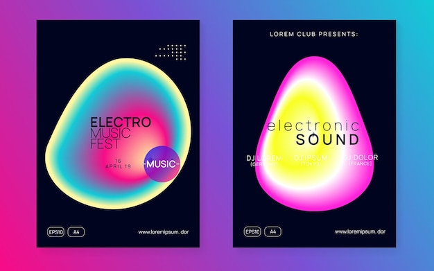 Vibrant Electro Music Fest Posters with Luminous Shapes | Jiffy Designs