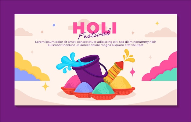 Vibrant Holi Festival Celebration Illustration with Colorful Powders ...