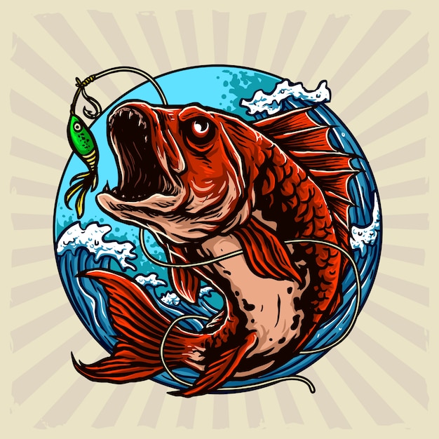 Vibrant Underwater Catch: A Striking Fish Illustration | Jiffy Designs