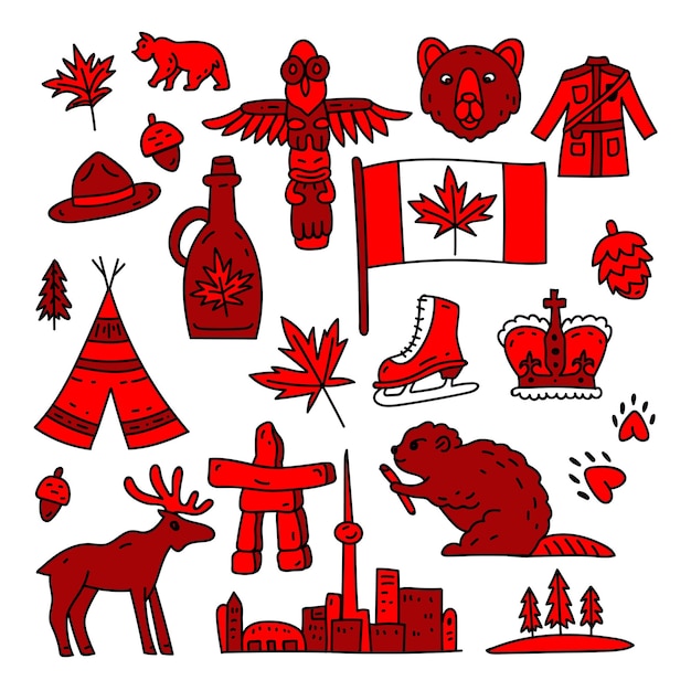 Vibrant Canadian Symbols: Maple Leaves, Animals, and National Emblems ...