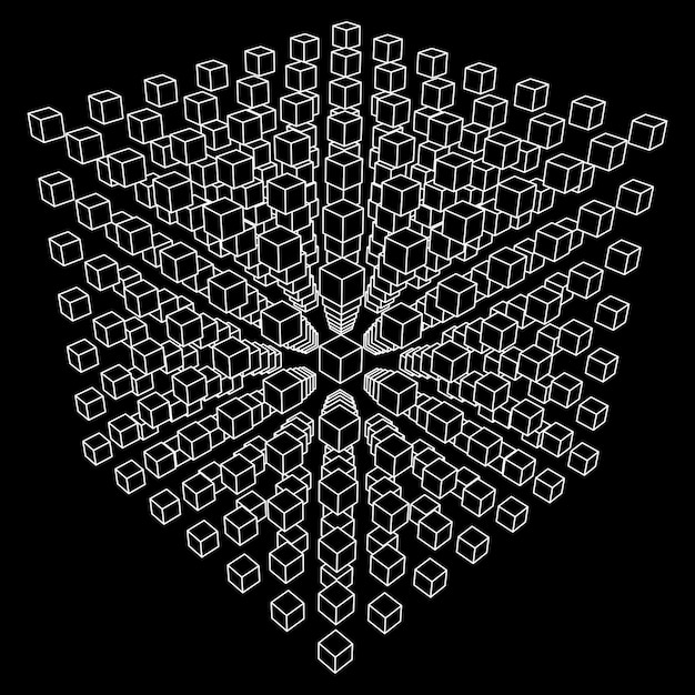 Radiant Geometric Cube Cluster in Striking Monochrome | Jiffy Designs