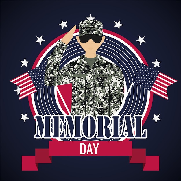 Memorial Day Tribute with Saluting Soldier and American Flag | Jiffy ...