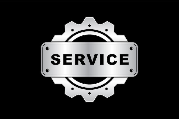 Sleek Silver Mechanical Service Badge on Ebony Background | Jiffy Designs
