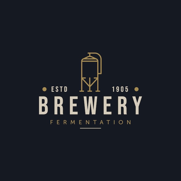 Vintage Golden Brewery Emblem with Fermentation Apparatus | Jiffy Designs