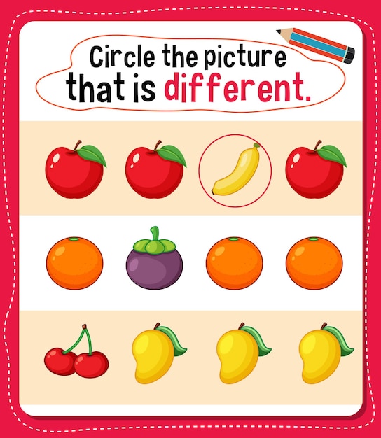 Spot the Unique Fruit: A Vibrant Visual Puzzle | Jiffy Designs