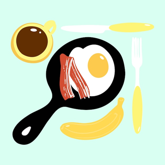 Vibrant Breakfast Essentials Displayed in Stylized Pan | Jiffy Designs