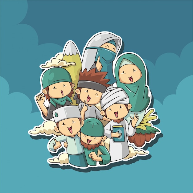 Charming Cartoon Characters Exploring Whimsical Outdoor Scene | Jiffy ...