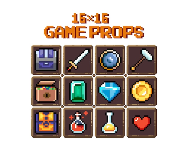 Charming Pixel Art Game Asset Collection with Diverse Icons | Jiffy Designs
