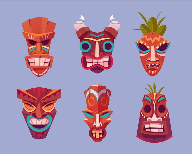 Vibrant Tiki Mask Collection: Diverse Tribal Designs | Jiffy Designs