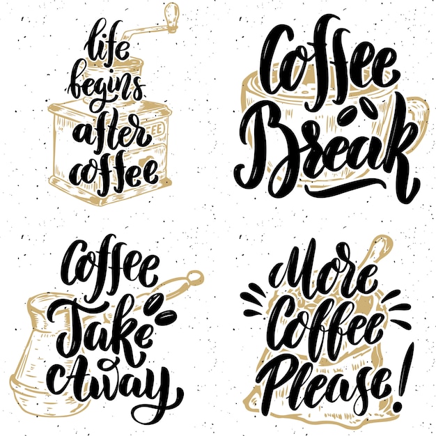 Vibrant Coffee-Themed Typographic Collection with Metallic Accents ...