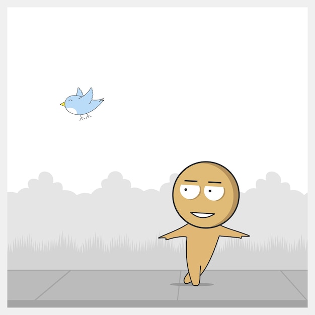 Cheerful Cartoon Character Enjoying Peaceful Outdoors | Jiffy Designs