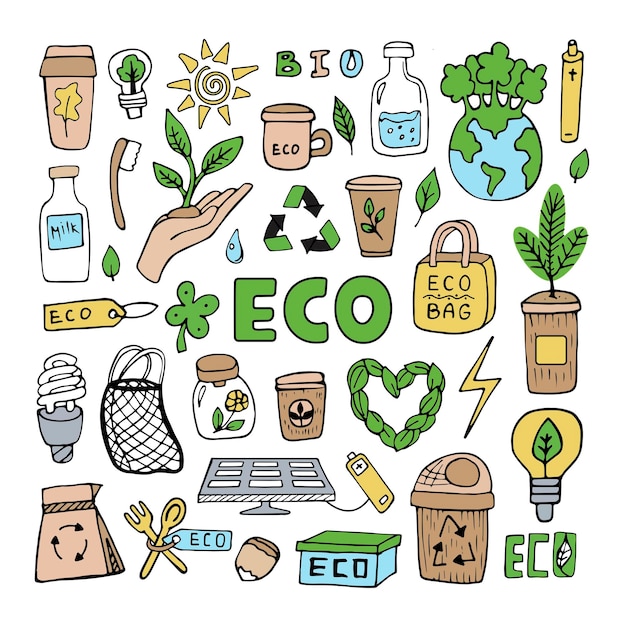Vibrant Eco-Friendly Icons Celebrating Nature and Sustainability ...