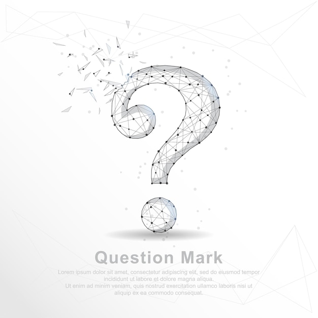 Minimalist Geometric Question Mark with Scattered Particles | Jiffy Designs