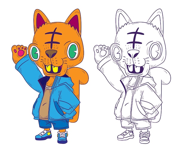 Vibrant Cartoon Cat Character in Casual Outfit | Jiffy Designs