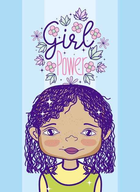 Empowering Girl Power Illustration with Floral Wreath and Portrait ...