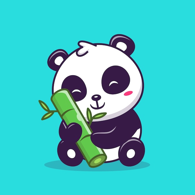 Adorable Panda Holding Bamboo Stalk on Vibrant Teal Background | Jiffy ...