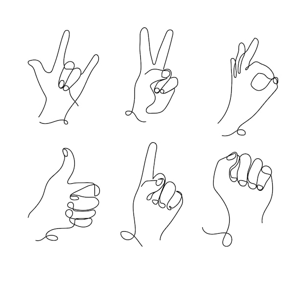 Expressive Hand Gestures: A Minimalist Line Art Collection | Jiffy Designs