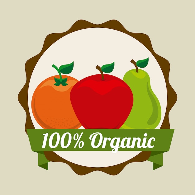 Vibrant Organic Fruit Badge with Vintage Frame Design | Jiffy Designs