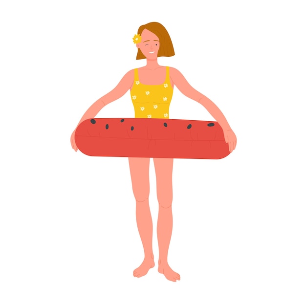 Cheerful Woman Holds Inflatable Watermelon Float | Jiffy Designs