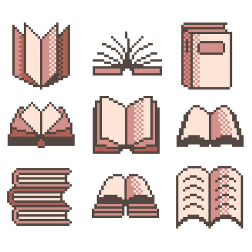 Pixel Books For Games Icons High Detailed Set | Jiffy Designs