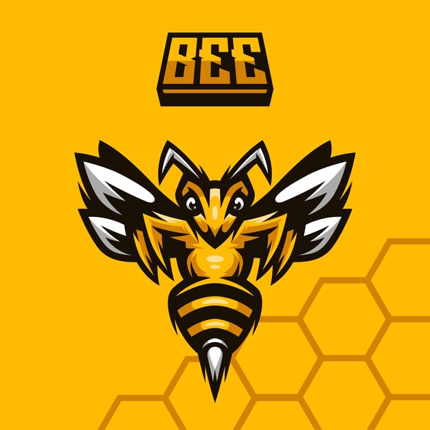Fierce Bee Emblem with Hexagonal Honeycomb Design | Jiffy Designs