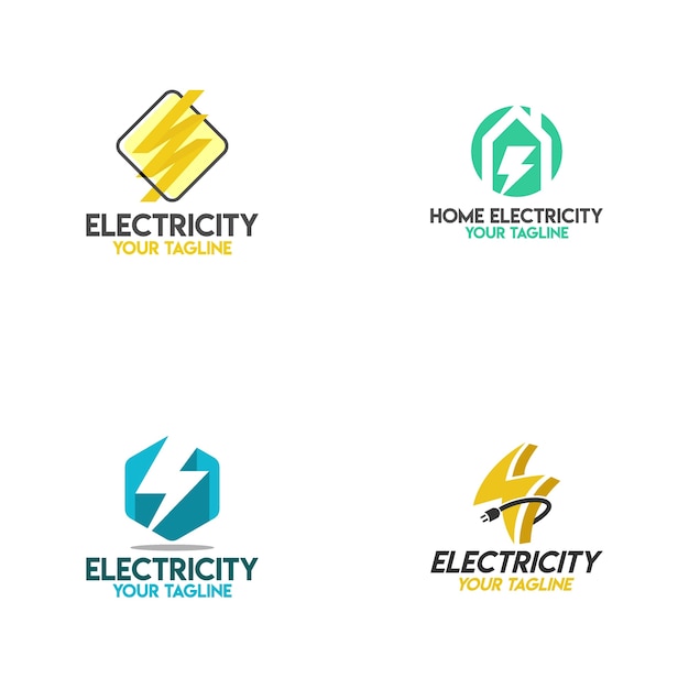 Vibrant Electricity-Themed Logo and Icon Collection | Jiffy Designs