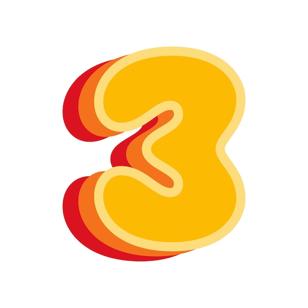 Vibrant Overlapping Number Three Design | Jiffy Designs
