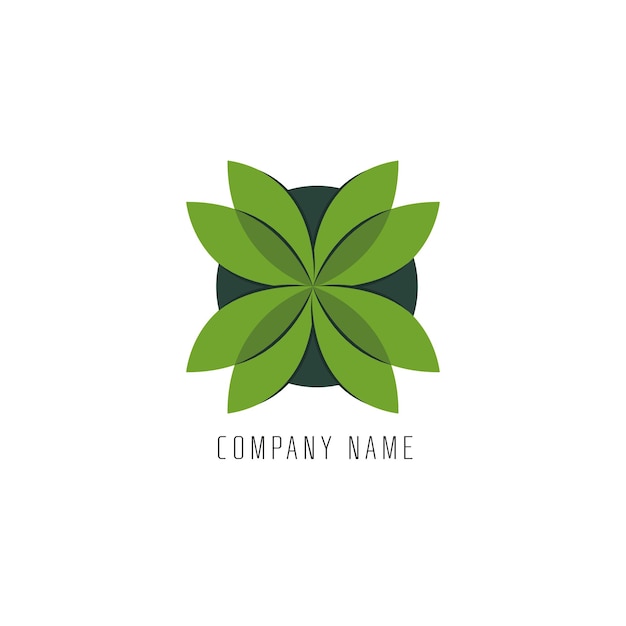 Vibrant Floral Emblem with Lush Green Petals | Jiffy Designs