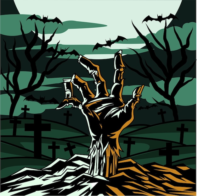 Haunting Landscape with Eerie Zombie Hand Emerging from Soil | Jiffy ...