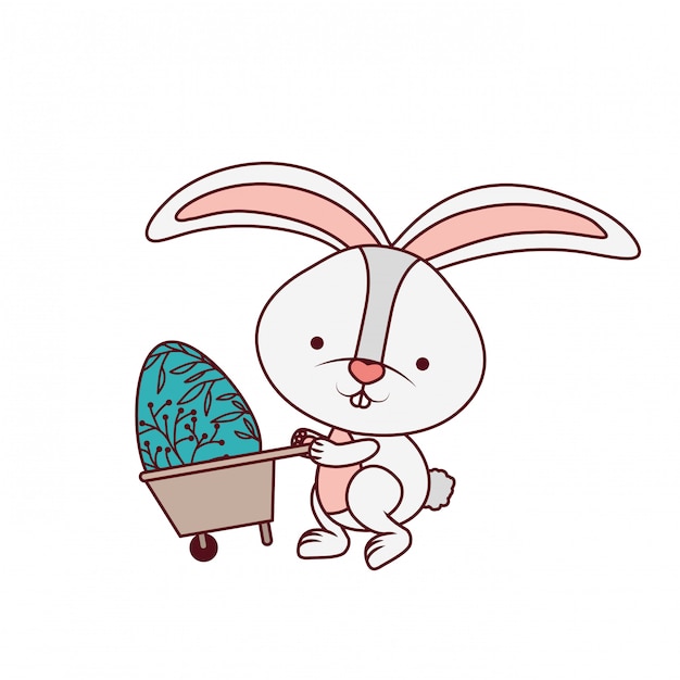 Adorable Bunny Pushing a Wheelbarrow with Floral Design | Jiffy Designs