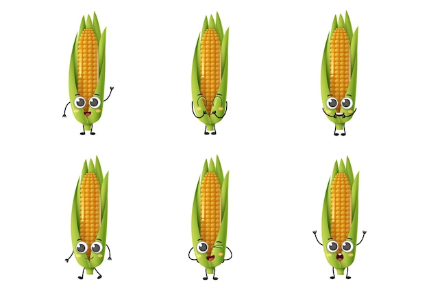Vibrant Collection of Playful Cartoon Corn Cobs | Jiffy Designs