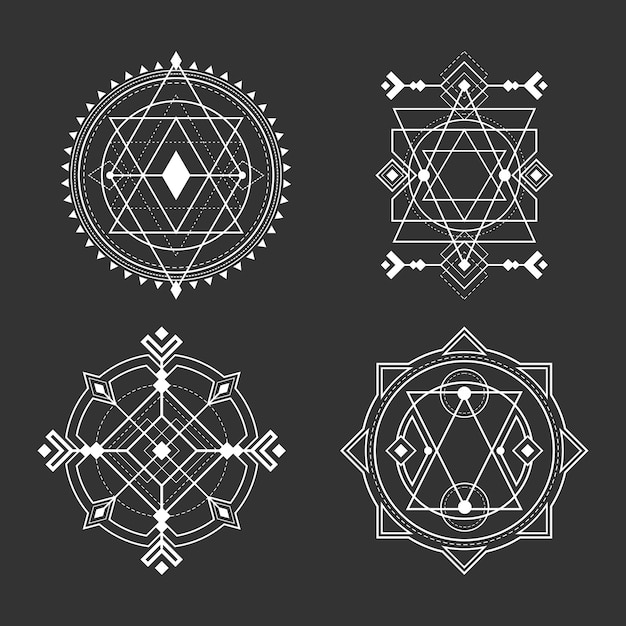 Intricate Geometric Symbols in Monochrome Minimalist Design | Jiffy Designs