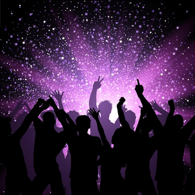 Joyful Crowd Celebrating Under a Starry Night Sky | Jiffy Designs