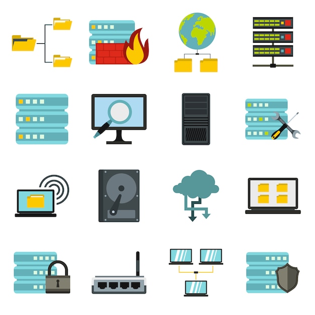 Diverse Collection of Vibrant Tech and Network Icons | Jiffy Designs