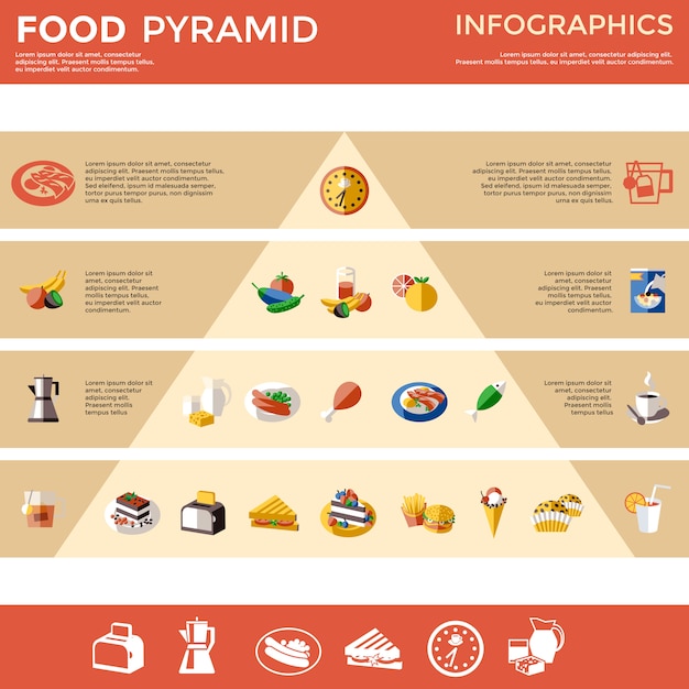 Colorful Food Pyramid Infographic Showcasing Healthy Dietary Guidelines ...