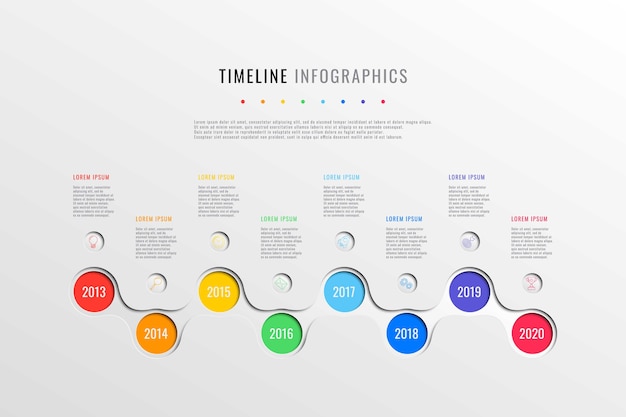 Vibrant Timeline Infographic with Circular Milestones and Descriptive ...