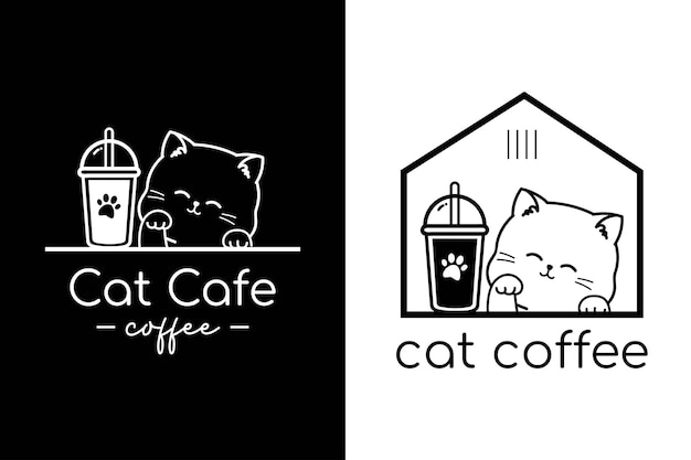 Charming Cat Cafe Logo with Adorable Feline Mascot | Jiffy Designs
