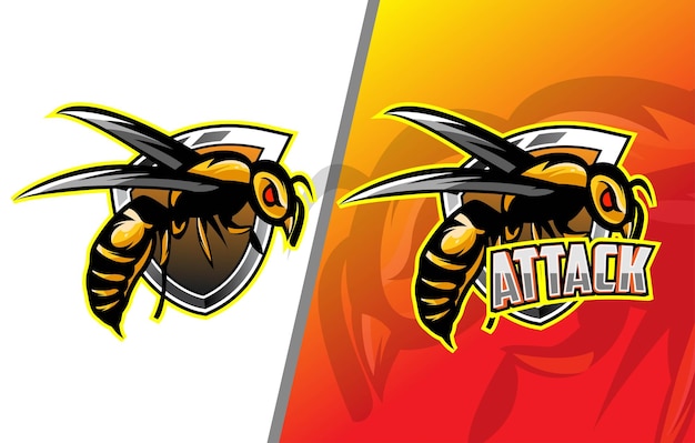 Fierce Wasp Mascot Emblem with Powerful 'Attack' Text | Jiffy Designs