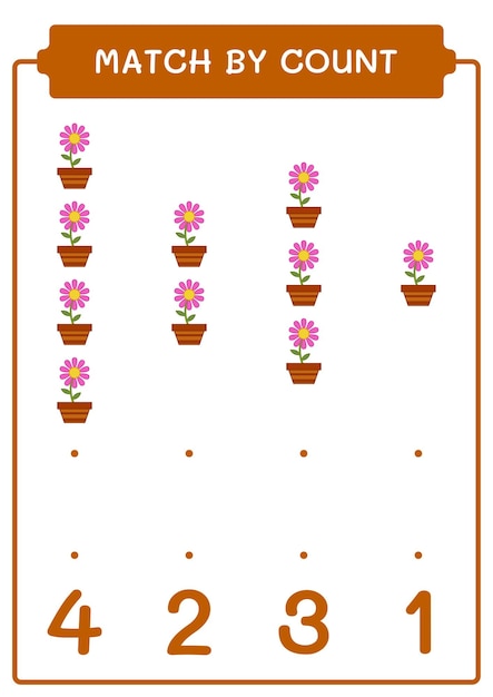 Colorful Flower Pot Match by Count Activity | Jiffy Designs