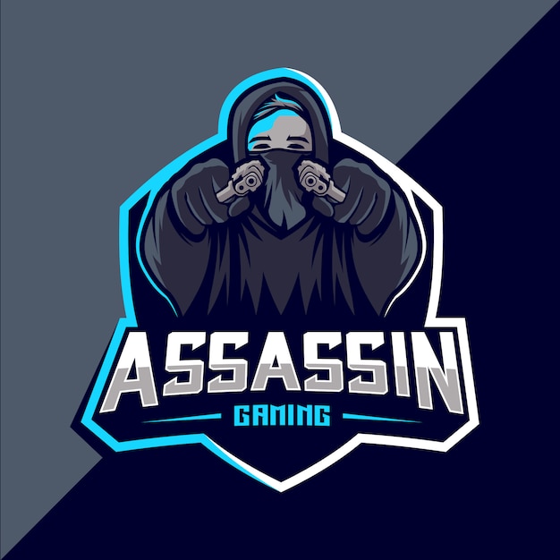 Intimidating Assassin Mascot Logo in Bold Blue Tones | Jiffy Designs