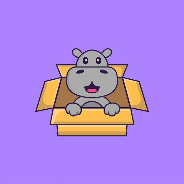 Adorable Hippo Peeking from Cardboard Box | Jiffy Designs