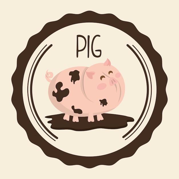 Adorable Pig Emblem with Playful Spots and Curly Tail | Jiffy Designs