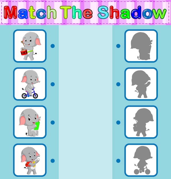Adorable Elephant Matching Game: Find the Correct Shadows | Jiffy Designs