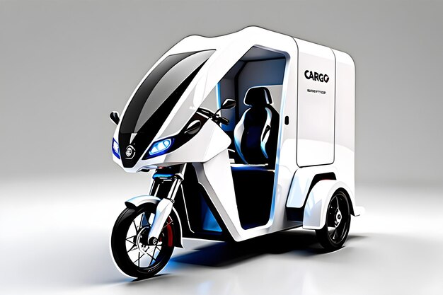 Futuristic Electric Cargo Tricycle with Sleek Aerodynamic Design ...