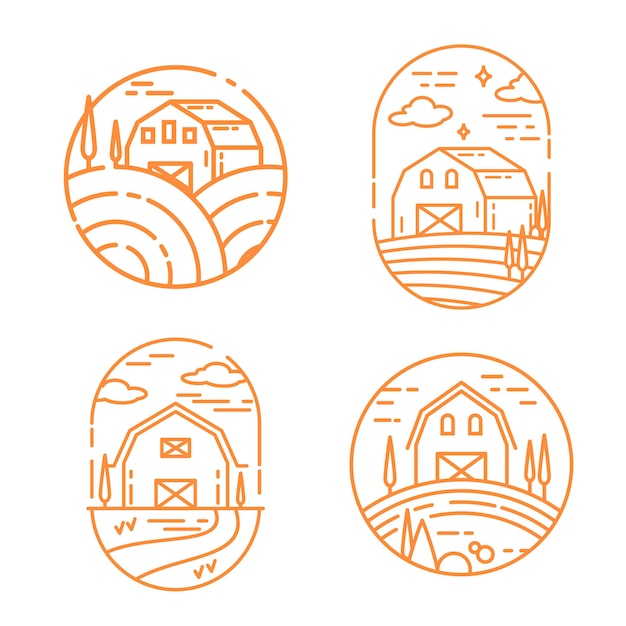 Rustic Farmland Landscapes in Minimalist Circular Illustrations | Jiffy ...