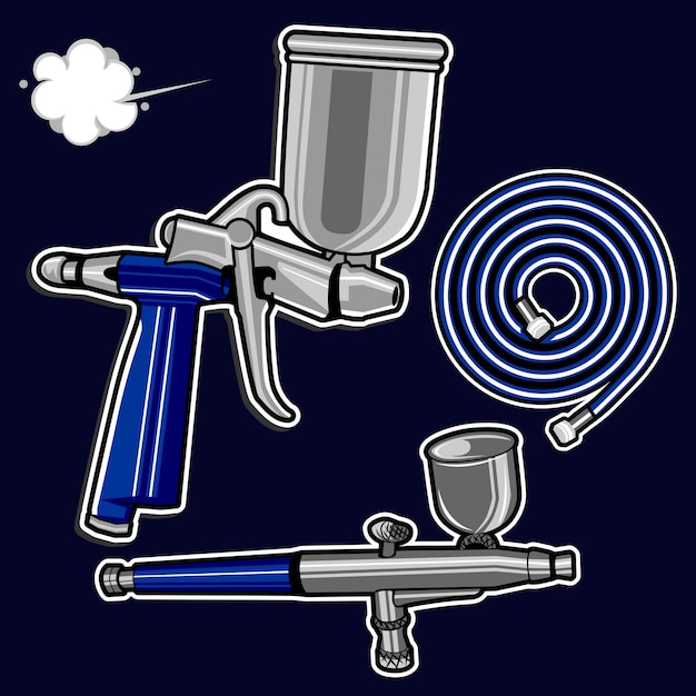 Vibrant Painting of Classic Airbrush Tools and Accessories | Jiffy Designs