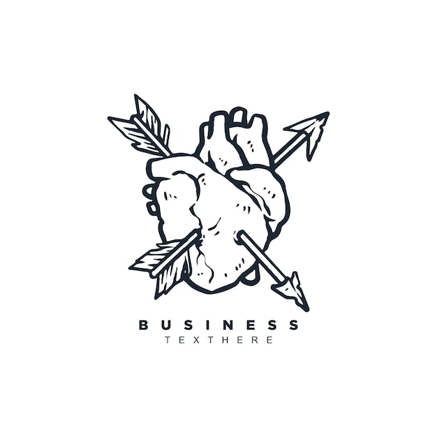 Crossed Arrows Piercing Stylized Heart Logo | Jiffy Designs