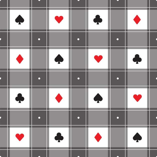 Vibrant Playing Card Suit Pattern in Monochrome Grid | Jiffy Designs