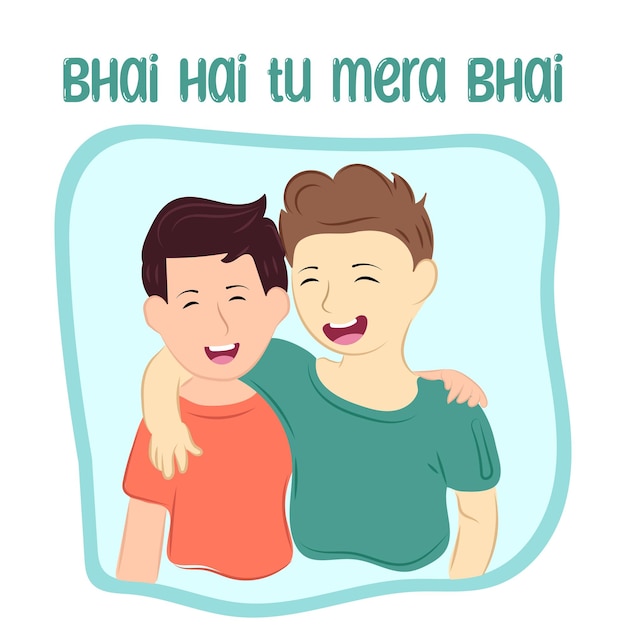 Joyful Brothers Embracing in Vibrant Cartoon Illustration | Jiffy Designs
